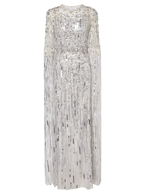 Jenny Packham Ruby Caped Gown - Silver