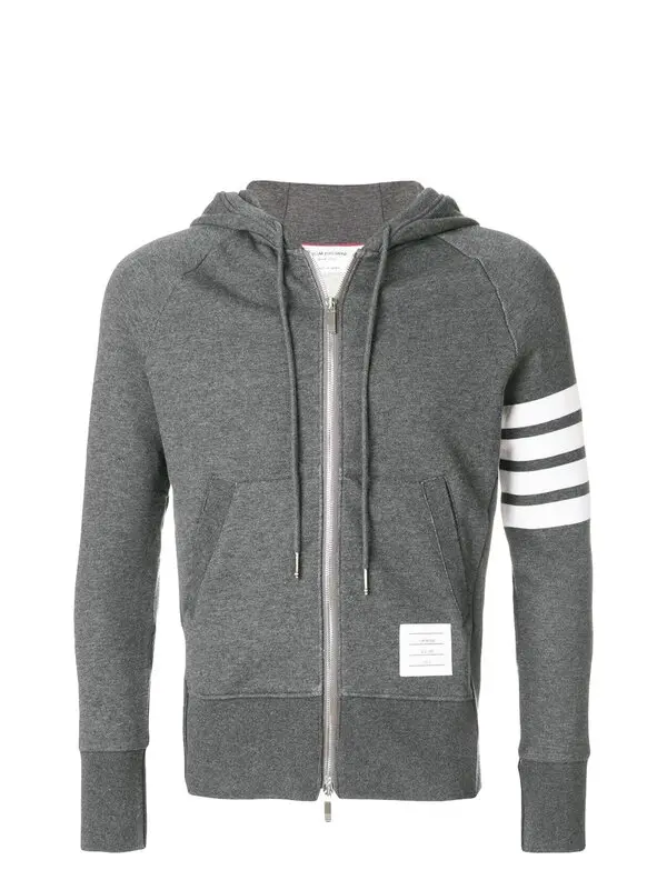 Thom Browne Classic Loopback 4-bar Zip Hoodie - Grey