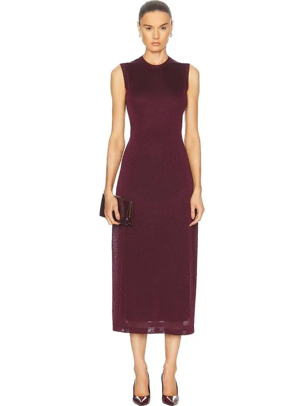 FERRAGAMO Sleeveless Maxi Dress - Oxblood Lurex