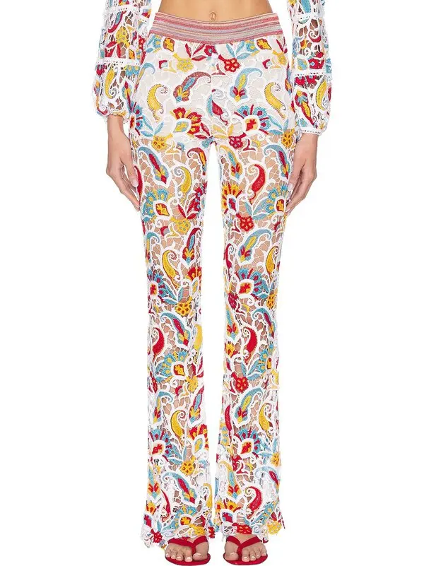 Etro Knit Flare Pants - Multicolor On White Base