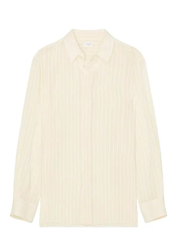 Saint Laurent Long Sleeve Shirt In Cream - Creme
