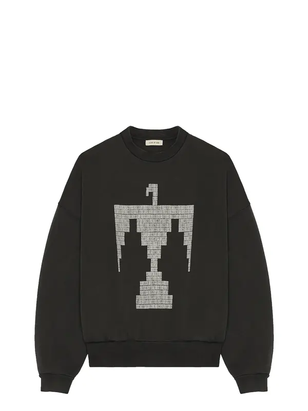 Fear Of God French Terry Crewneck Thunderbird Print Sweatshirt - Black