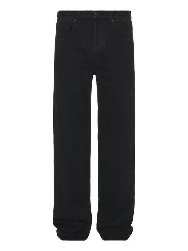 Saint Laurent Mid Straight Baggy Jeans - Plain Carbon Black