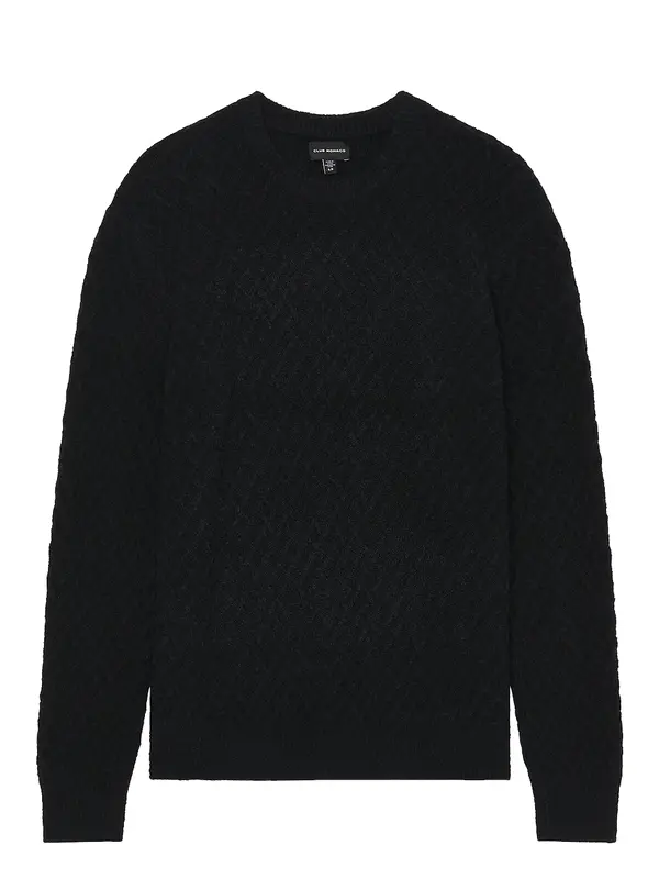Club Monaco Boucle Half Diamond Crew Sweater - Navy