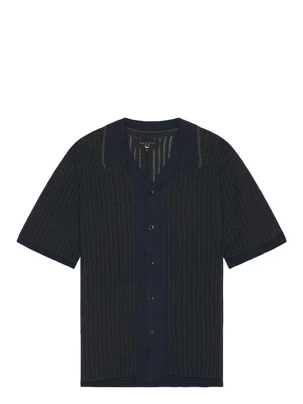 Rag & Bone Harris Camp Shirt In Blue - Salute