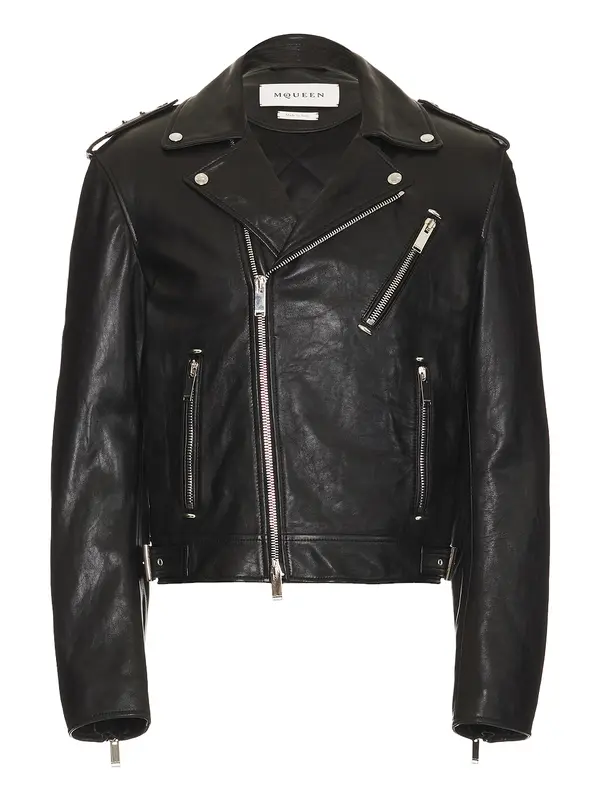 Alexander McQueen Leather Biker Jacket - Black