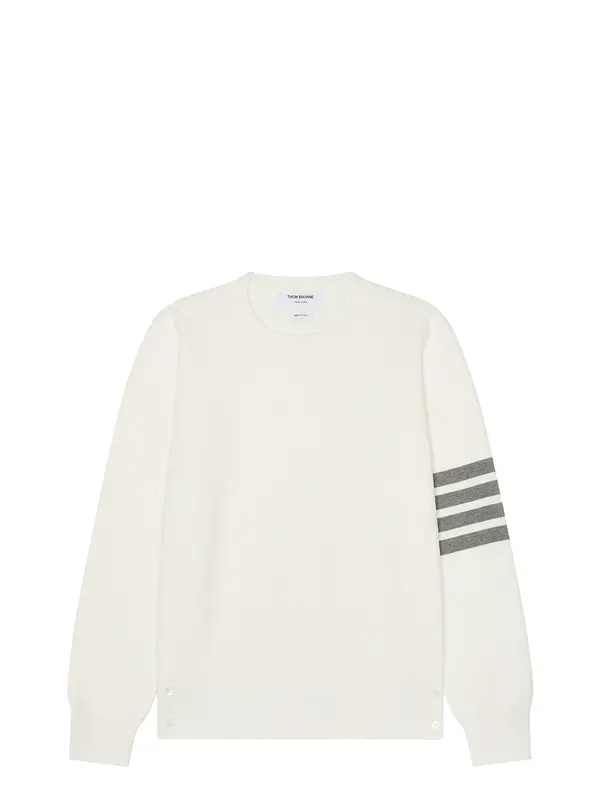 Thom Browne Milano Stitch Crew Neck Pullover - White