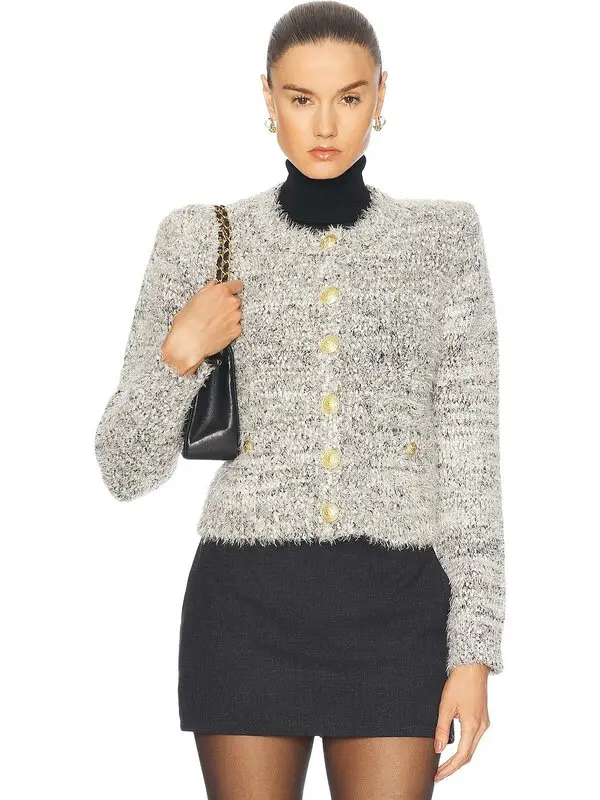 L'Agence Una Knit Cardigan - Black  Ivory & Gold Multi