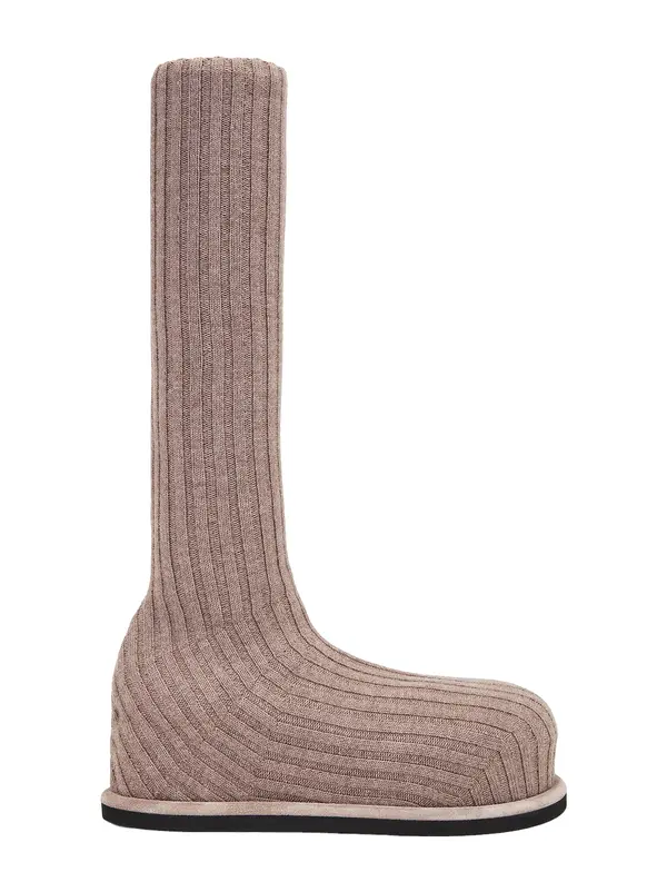Amina Muaddi Veneda Stretch Knit Boots - Taupe