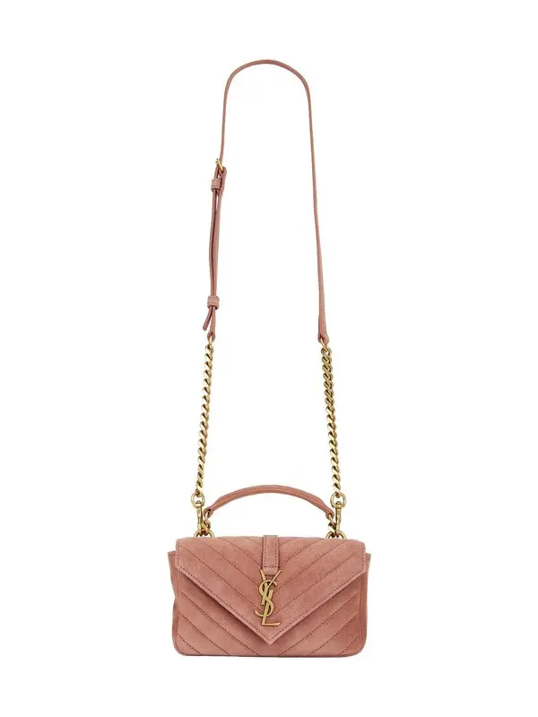Saint Laurent Mini College Chain Bag - Barely Pink