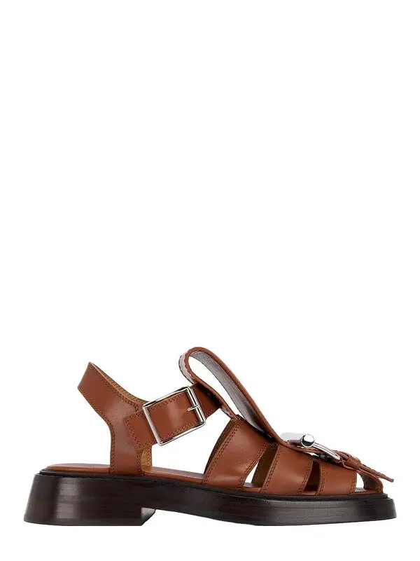 Alexander McQueen Buckle Flat - Brown & Silver