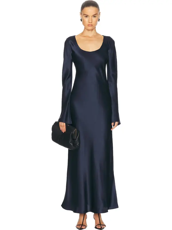 EAVES Gilad Silk Maxi Dress - Navy