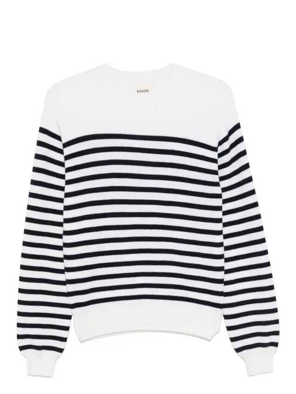 Khaite Striped Pullover - White