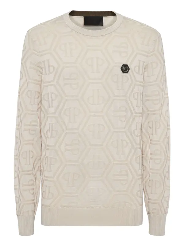 Philipp Plein Jacquard-logo Sweater - Neutrals