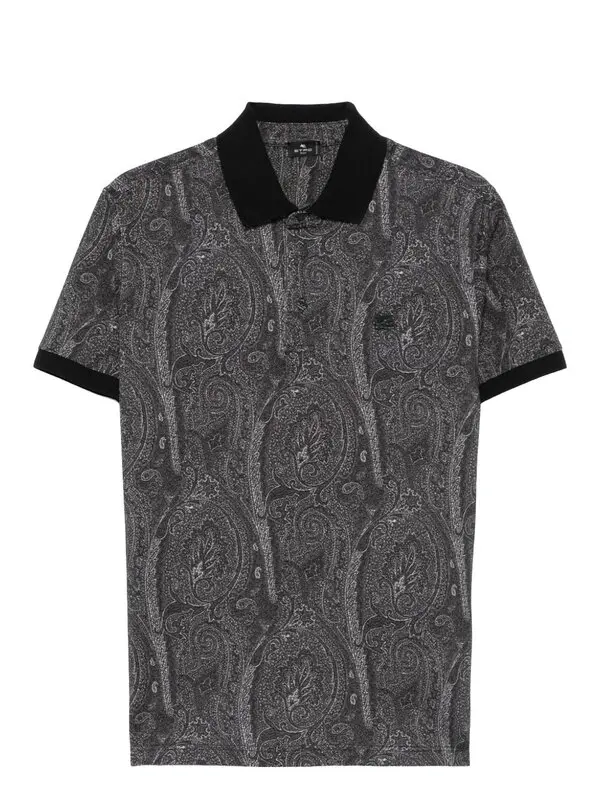 Etro Paisley-print Polo Shirt - Black