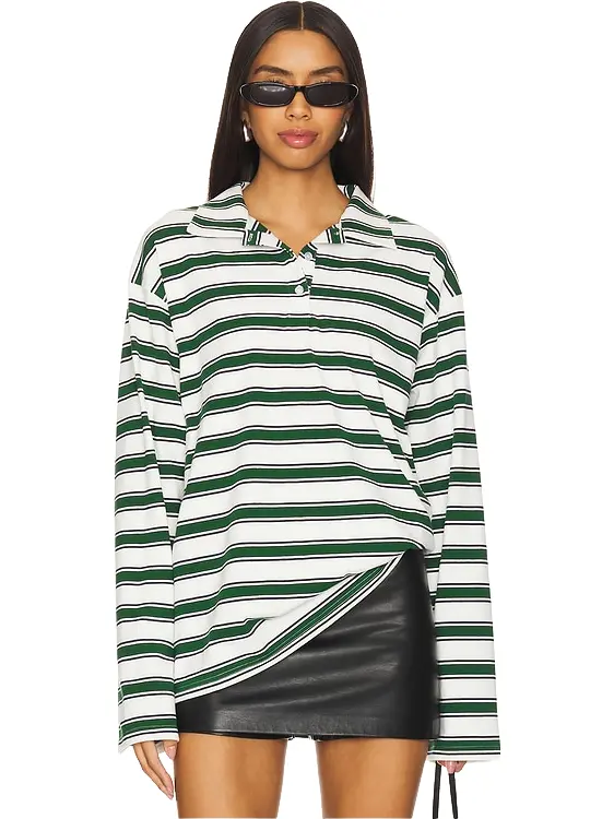 Superdown Cailyn Polo Top - White & Green