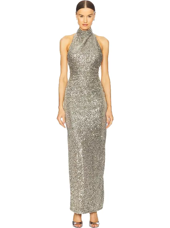 LOVERS AND FRIENDS Ames Sequin Gown - Silver