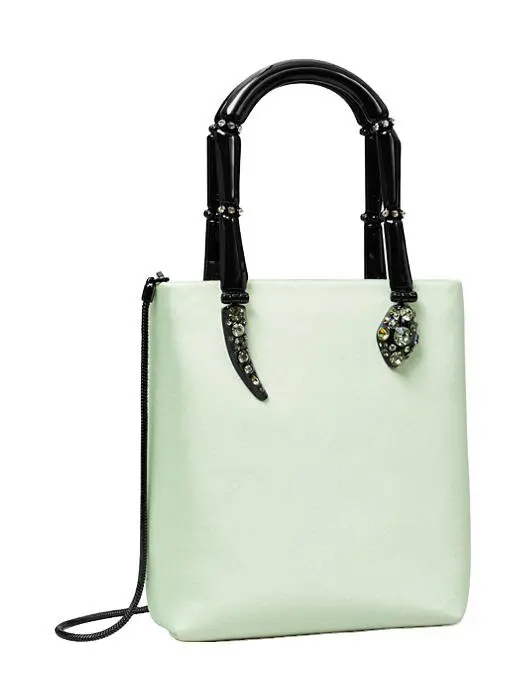 Tory Burch Mini Satin Tote With Snake Handle - Mint