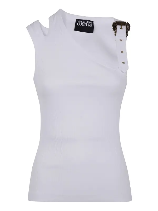 Versace Baroque Buckle Tank Top - White