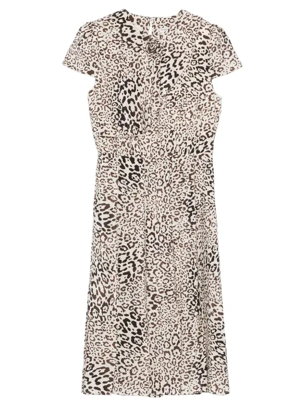 Alessandra Rich Leopard-print Pleated Midi Dress - Neutrals