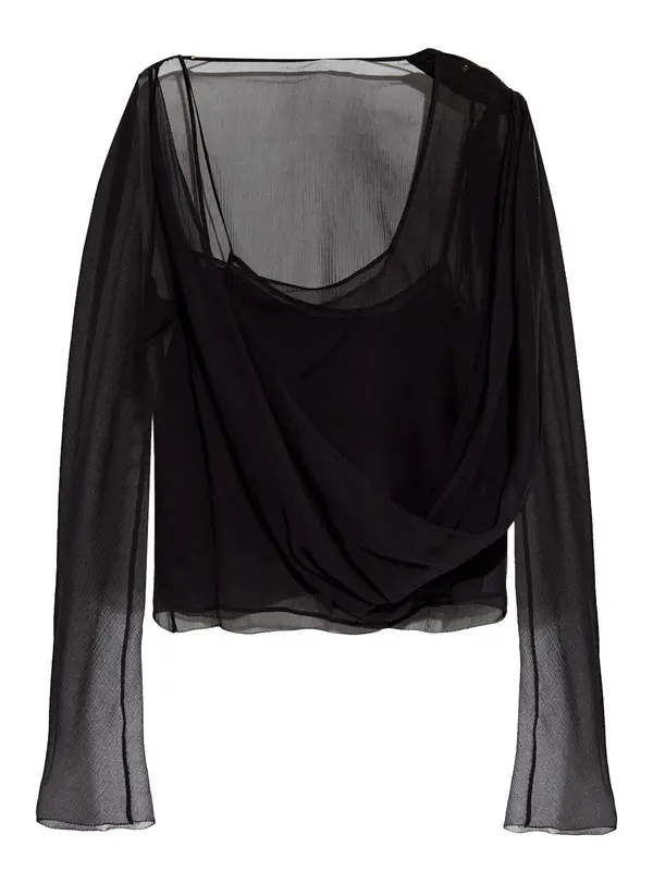 Cult Gaia Sheer Asymmetric Blouse - Black