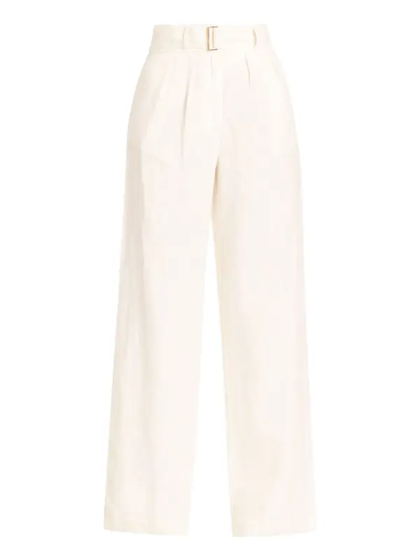 HEVRON Linen Wide Leg Trousers - Neutrals