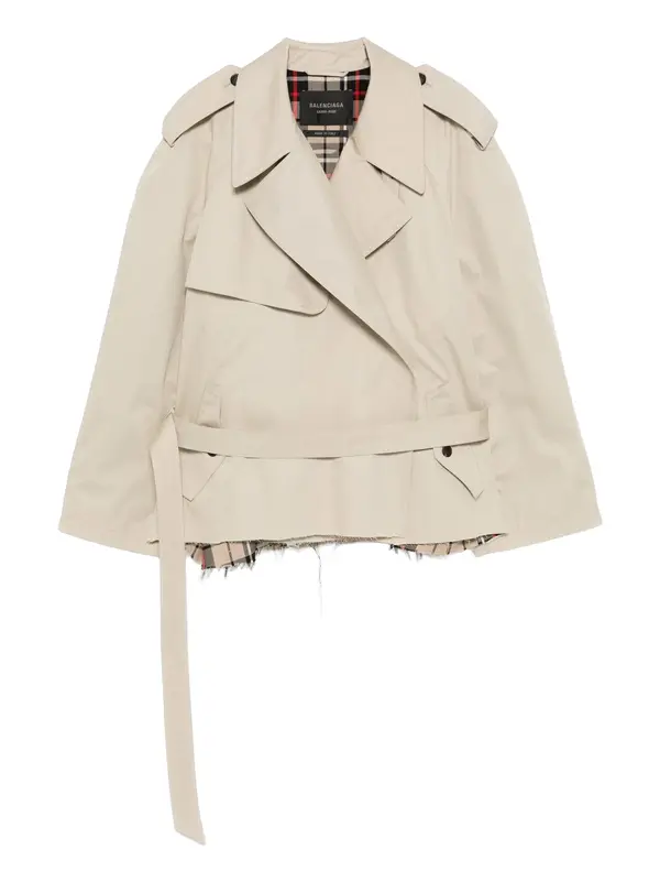 Balenciaga Cropped Trench Coat - Neutrals