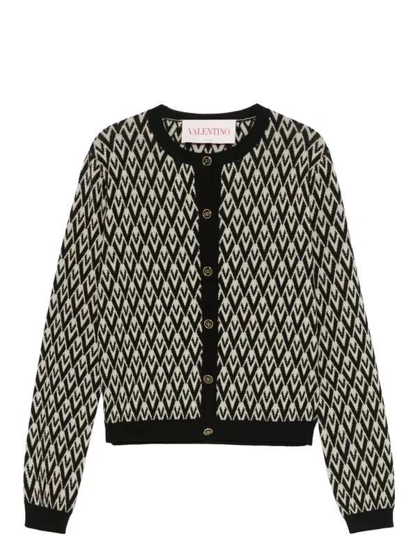 Valentino Garavani Toute La V-jacquard Cardigan - Black