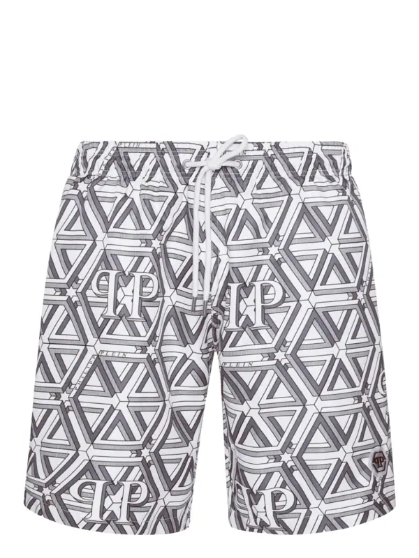 Philipp Plein Monogram Boxer Swim Shorts - White