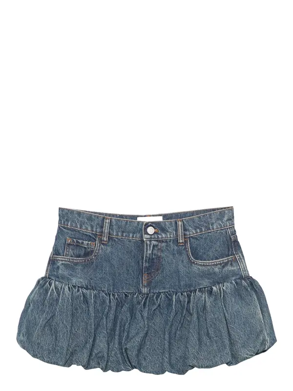 Coperni Gathered-hem Denim Mini Skirt - Blue