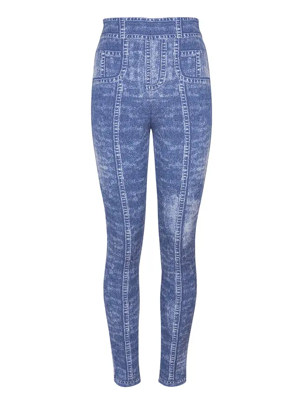 Balmain High-waist Denim-effect Leggings - Blue