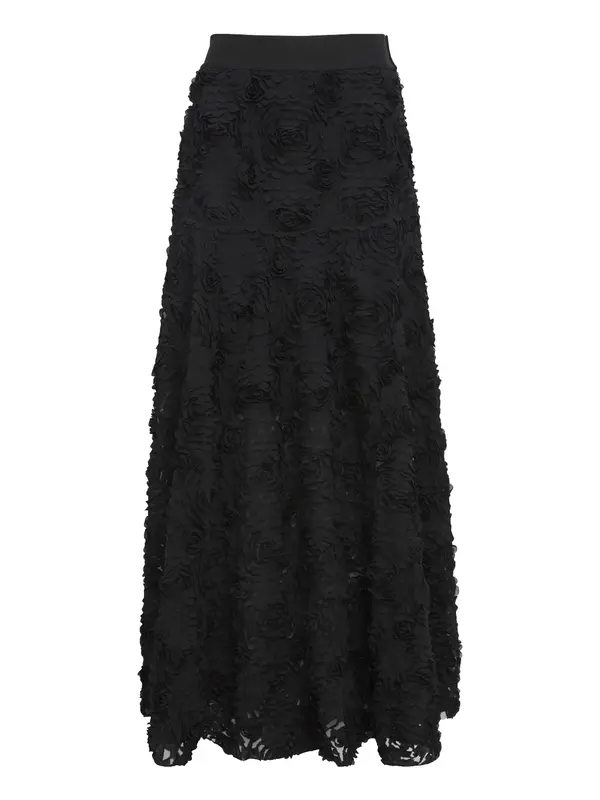 Maje Tulle Embroidered Maxi Skirt - Black