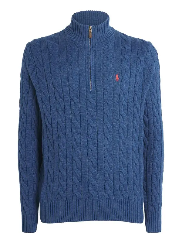 Polo Ralph Lauren Cable-knit Quarter-zip Sweater - Navy