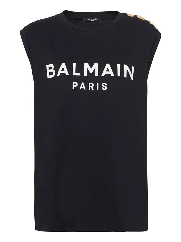 Balmain Cotton Logo Tank Top - Black