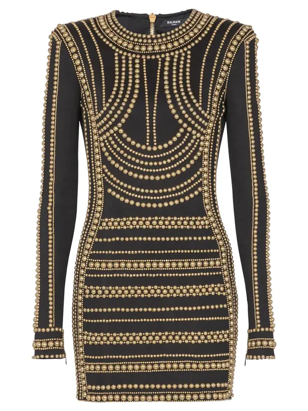 Balmain Embellished Mini Dress - Gold
