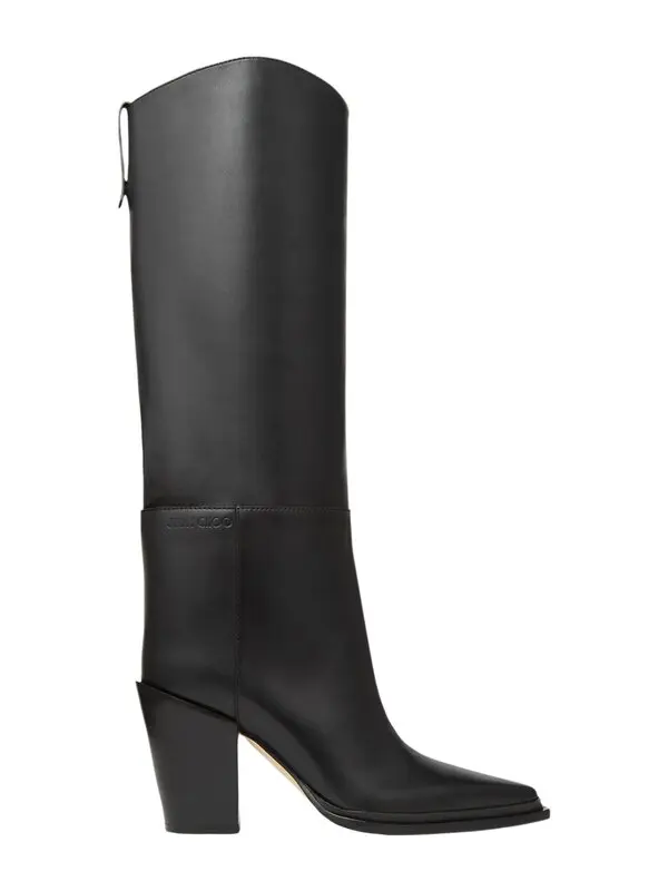 JIMMY CHOO Cece 80 Leather Knee-high Boots - Black