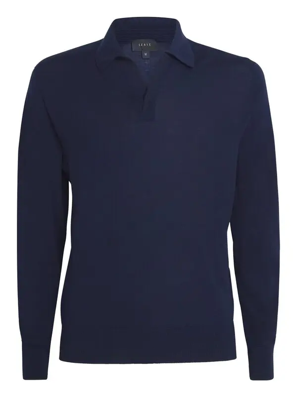 Sease Virgin Wool Lasca Polo Shirt - Navy