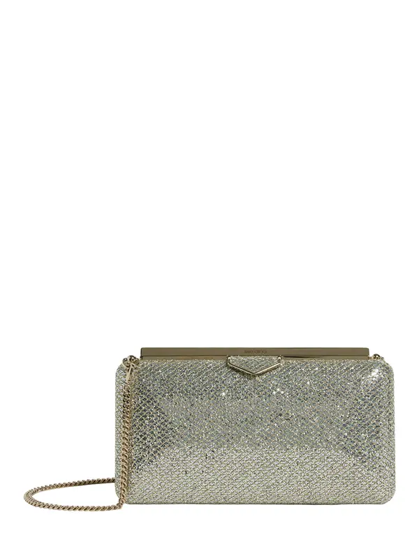 JIMMY CHOO Ellipse Glitter Clutch - Neutral