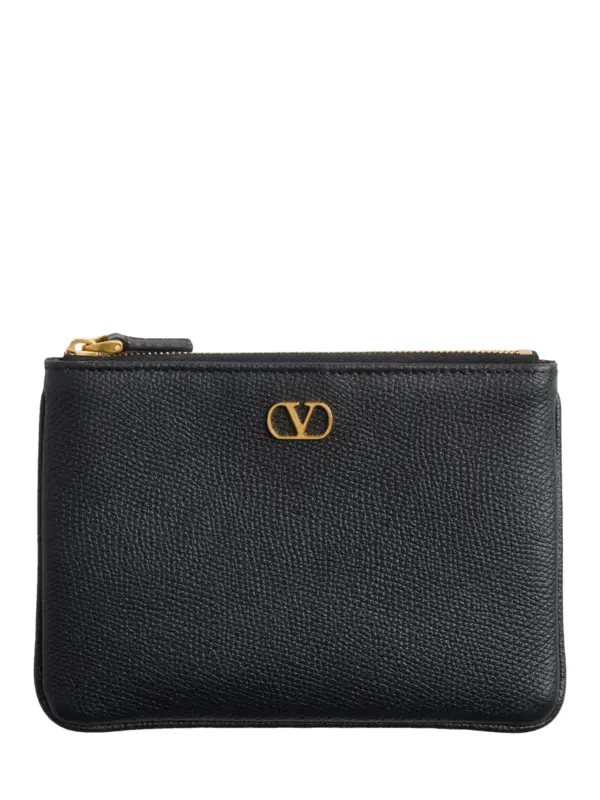 Valentino Garavani Leather Vlogo Signature Pouch - Black