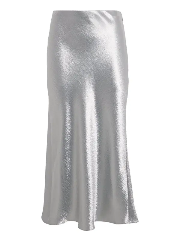 Tory Burch Satin Midi Skirt - Silver