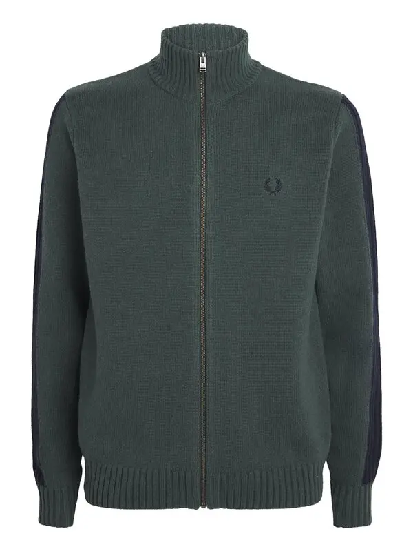 Fred Perry Cotton-wool Zip-up Cardigan - Green