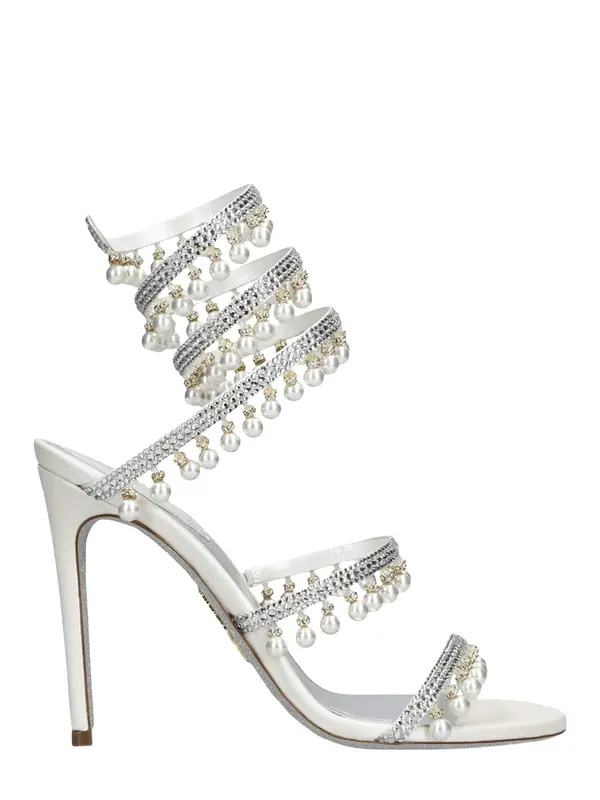 Rene Caovilla Embellished Chandelier Heeled Sandals - White