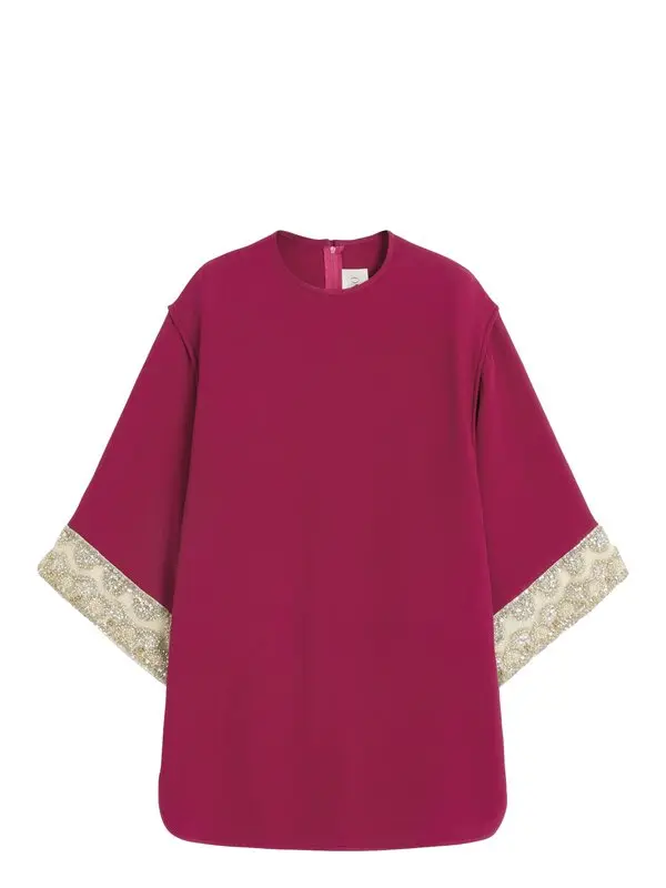 Valentino Garavani Silk Embroidered Kaftan Top - Red