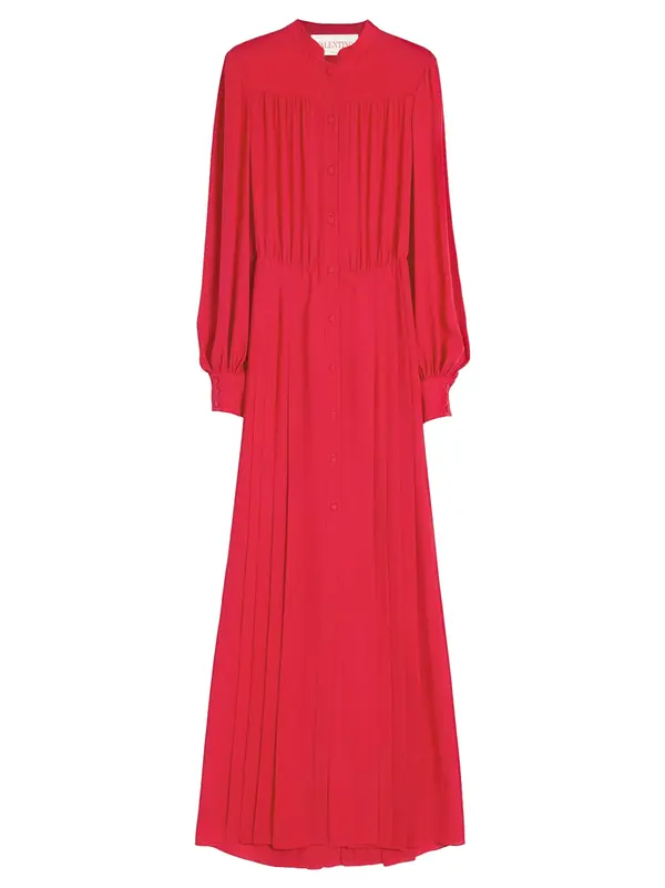 Valentino Garavani Silk Maxi Shirt Dress - Red