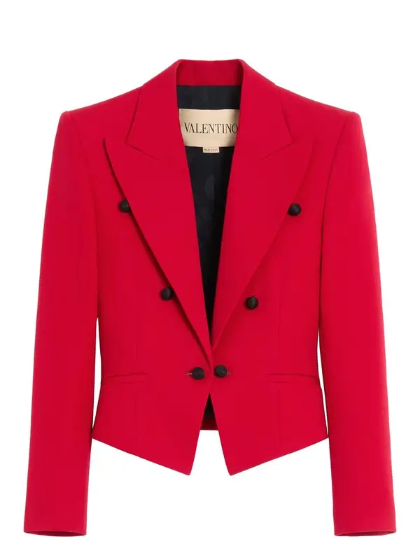 Valentino Garavani Virgin Wool Cropped Blazer - Red
