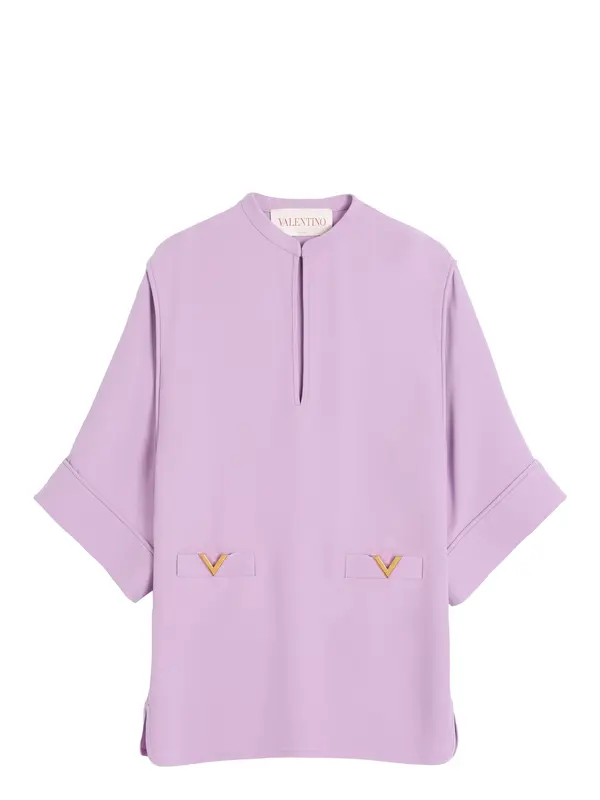 Valentino Garavani Silk Flared-sleeve Mini Dress - Purple