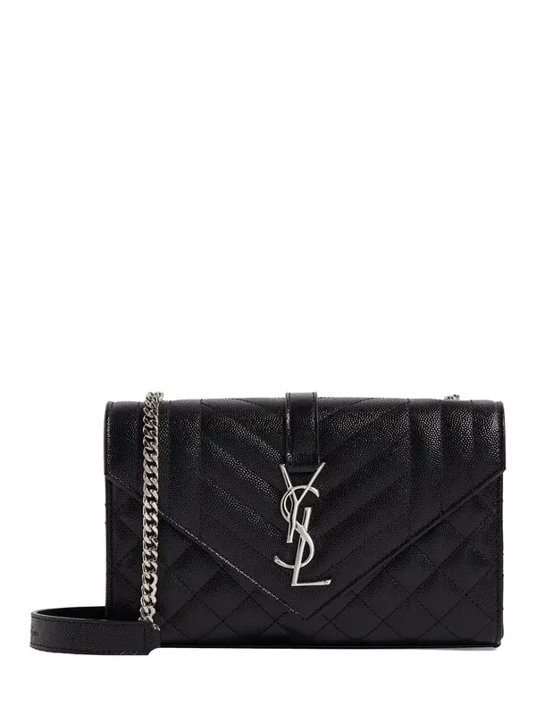 Saint Laurent Small Envelope Matelassé Shoulder Bag - Black