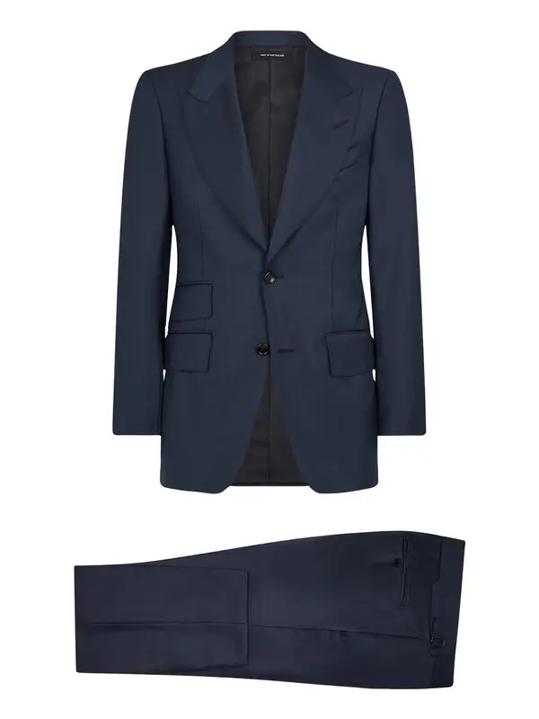 TOM FORD Wool Super 110s Sharkskin Shelton 2-piece Suit - Navy