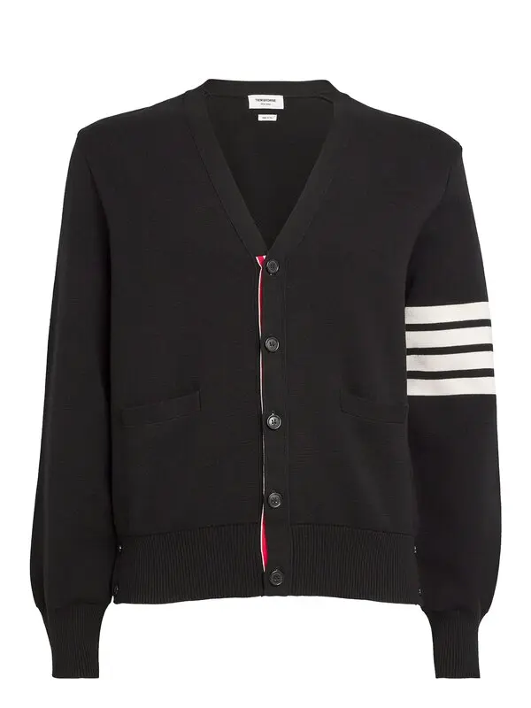 Thom Browne Milano-stitch V-neck Cardigan - Black
