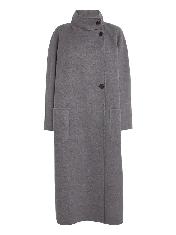Thom Browne Wool-cashmere High-neck Overcoat - Grey